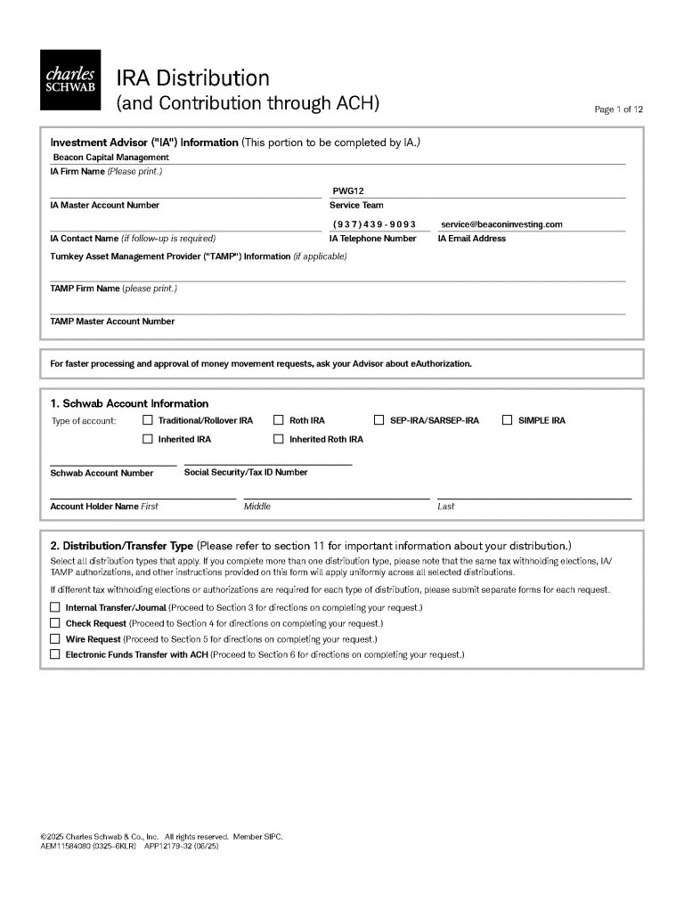 IRA Distribution Form – Beacon Capital Management